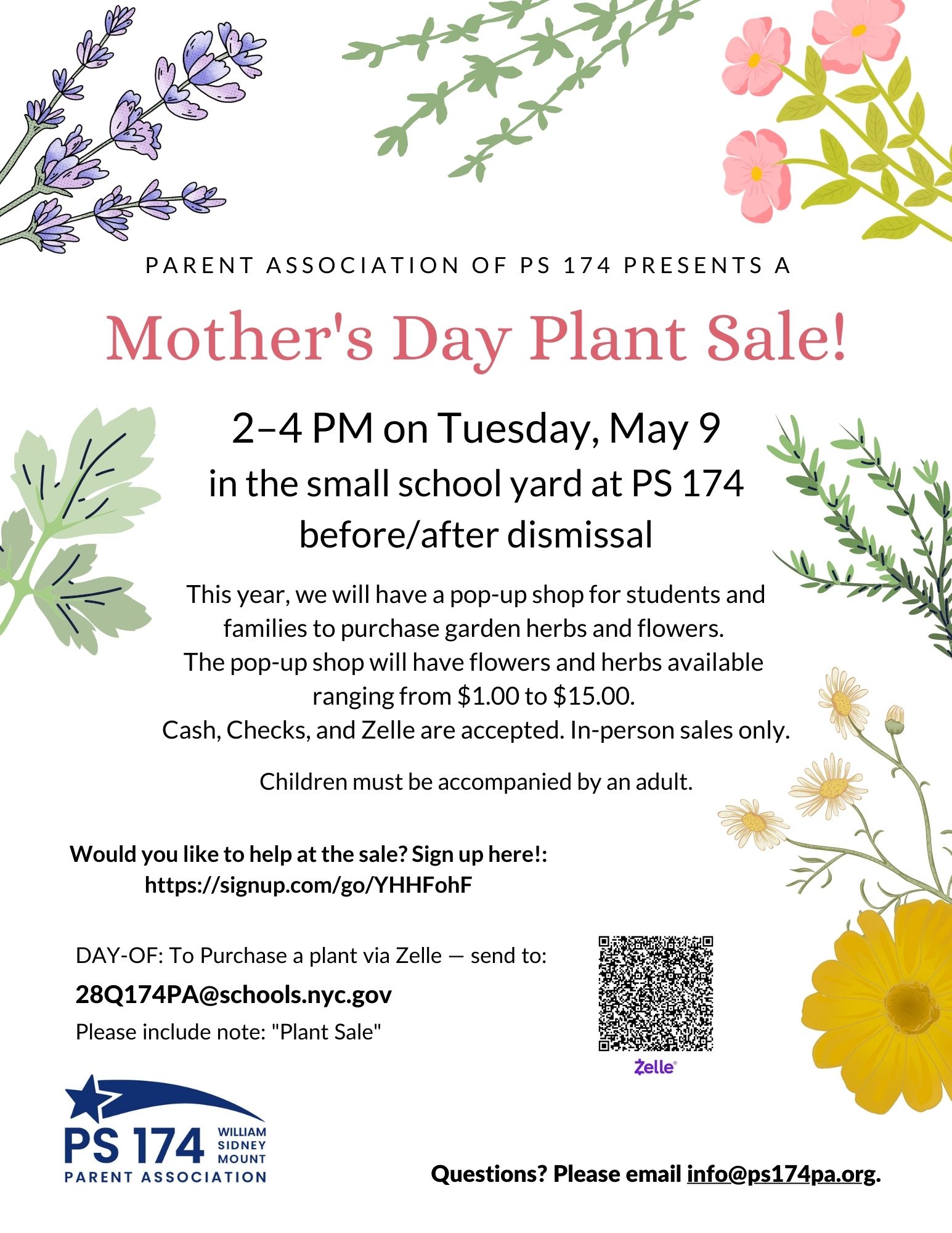 Mother’s Day Plant Sale 2023 – P.S. 174 William Sidney Mount Parent ...