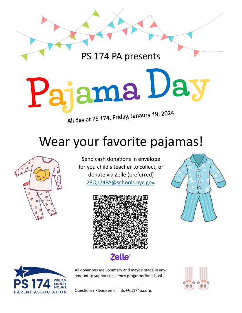 Pajama Day, Friday Jan. 19, 2024 – P.S. 174 William Sidney Mount Parent ...