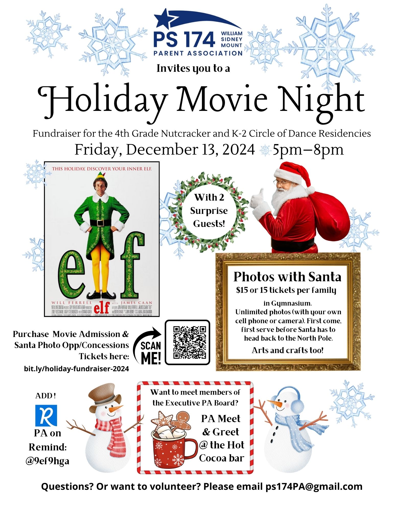 Holiday Movie Night (Elf) & Santa Social FUNdraiser! 12/13/2024 – P.S ...