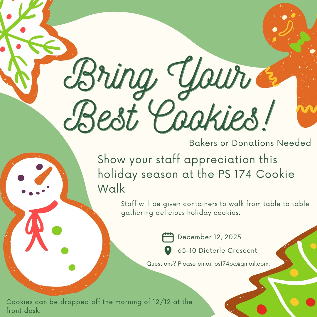 Holiday Cookie Walk — 12/12/2025 – P.S. 174 William Sidney Mount Parent ...