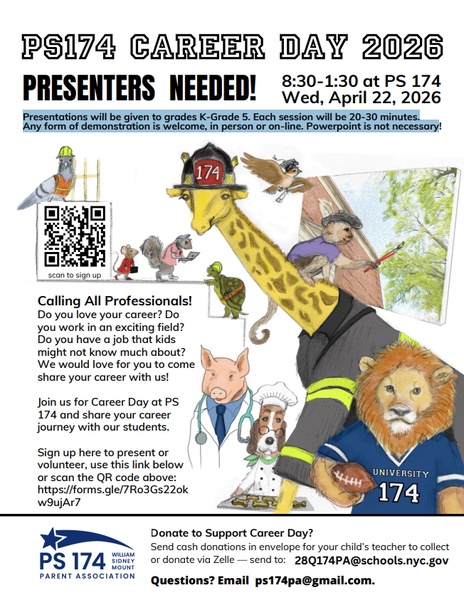 CAREER DAY 4/22/2026 – P.S. 174 William Sidney Mount Parent Association